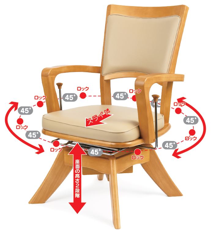 Japanese Turnable Dining Chair with Lock and Slide Feature, HOHOLIFE ...